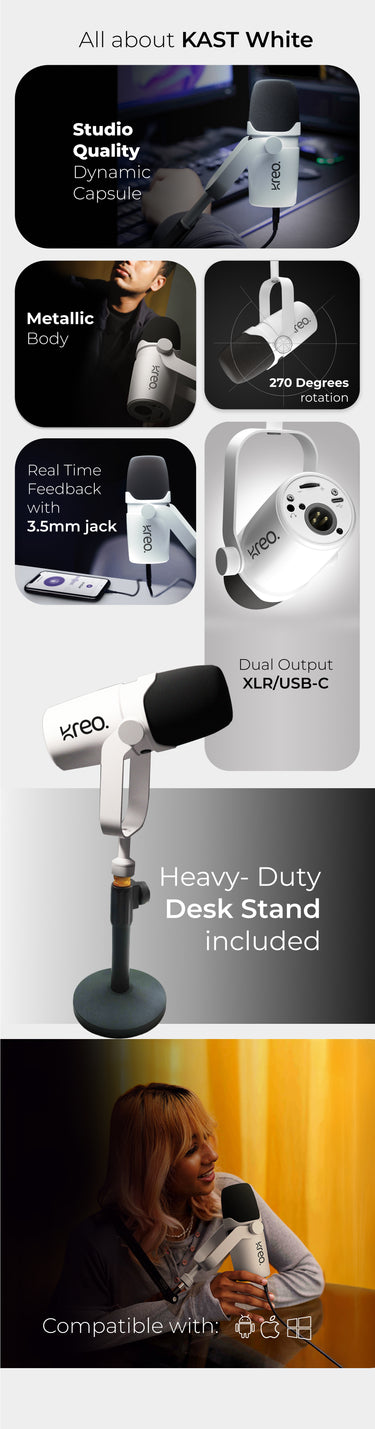 Kast White Dynamic Microphone