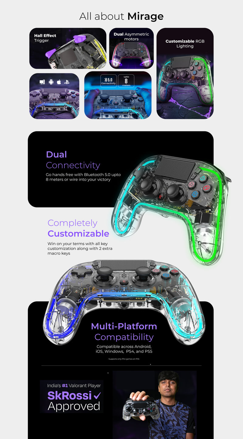 Mirage Wireless RGB Gaming Controller Gamepad – Kreo