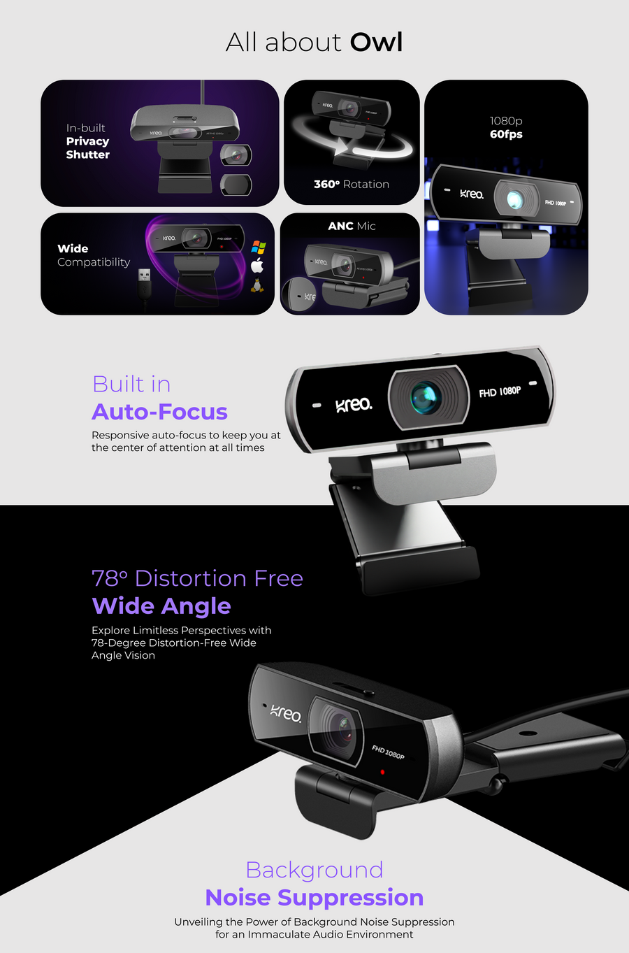 Owl Full HD Streaming Webcam – Kreo